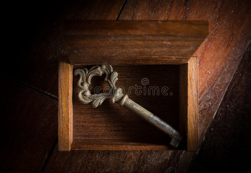 Old Key in Open Wooden Chest. Stock Image - Image of brown, antique ...