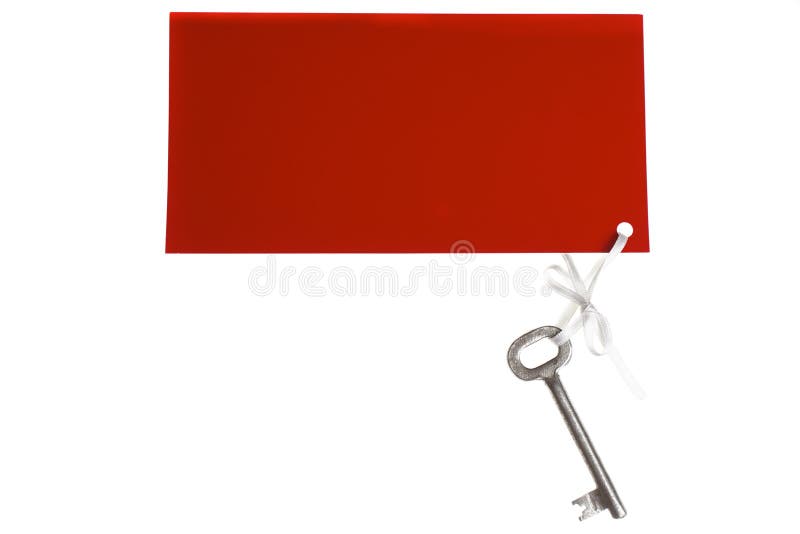 Old key with red label stock photo. Image of paper, lifestyle - 17148296