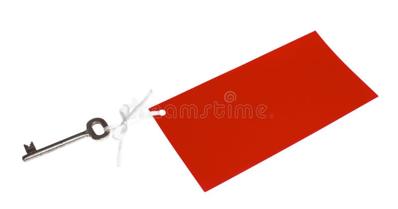 Old key with red label stock image. Image of estate, open - 18361099