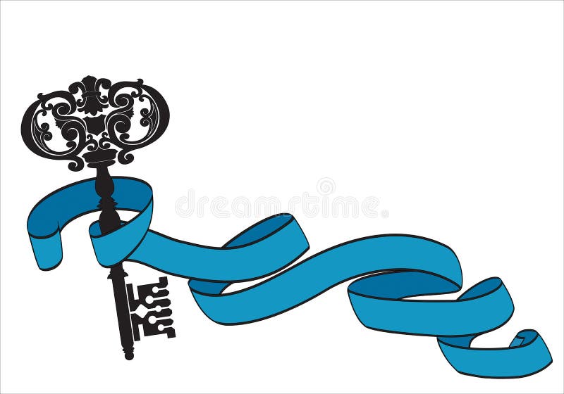 The old key with a ribbon stock vector. Illustration of ribbon - 14951012
