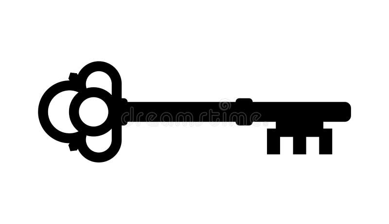 Old Key Vector House Icon Logo. Old Key Silhouette Antique Lock ...