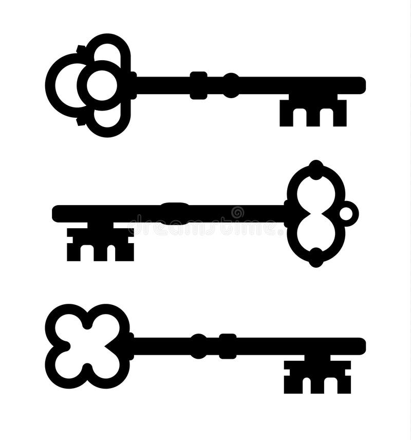 Old Key Vector House Icon Logo. Old Key Silhouette Antique Lock ... Old Key Vector House Icon Logo. Old Key Silhouette Antique Lock ...