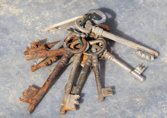 Vintage Keychain with Old Large Keys Stock Image - Image of open ...
