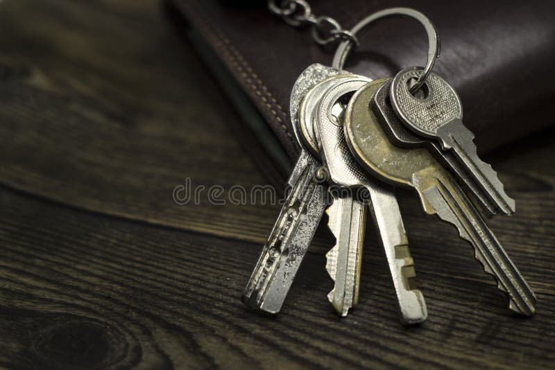 Old keys on a wallet stock image. Image of abstract - 261861165