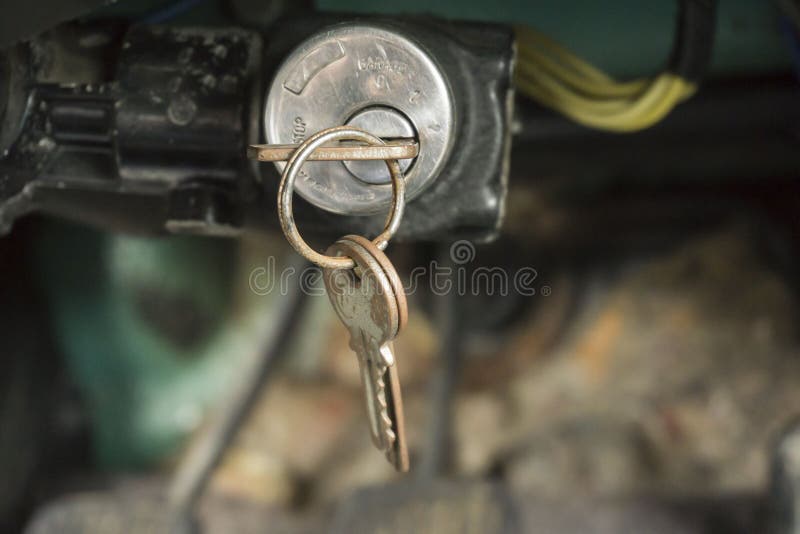 Old keys in the car stock photo. Image of vintage, steel - 56209480