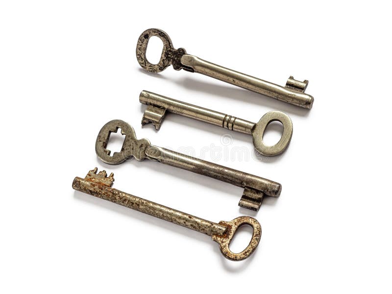Old Keys from Different Lost Locks on a White Background Stock Image ...