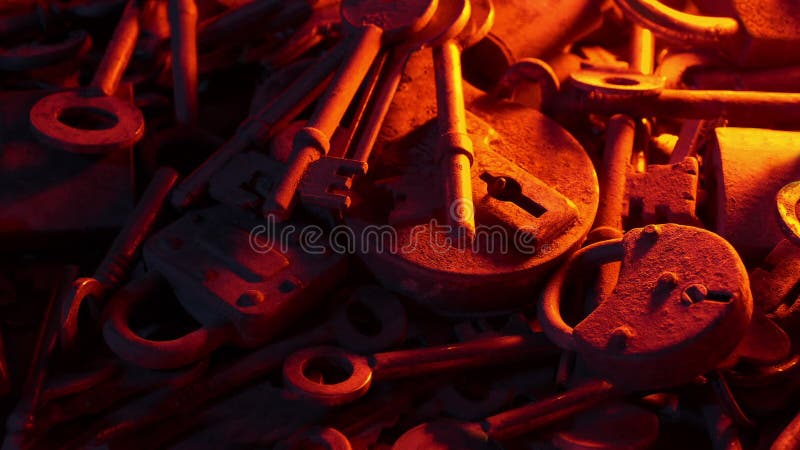 Old Keys and Locks in Fire Light Stock Footage - Video of door ...
