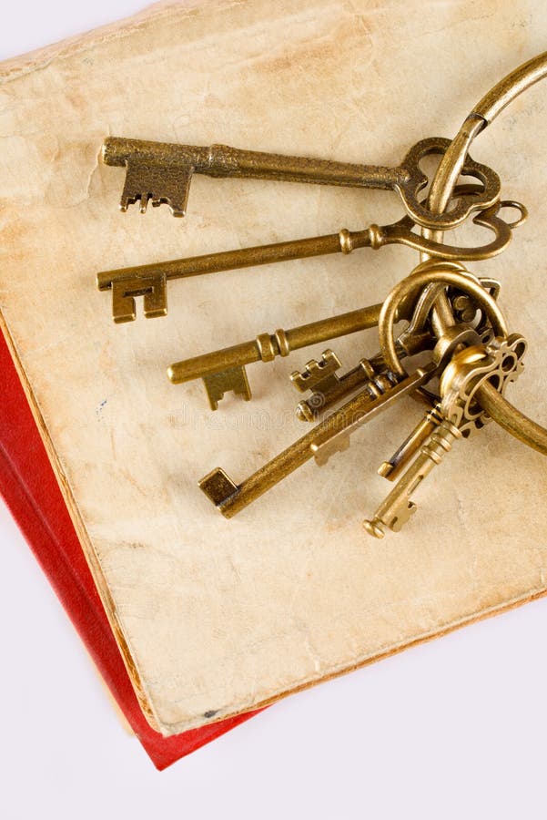 Old keys on old book stock image. Image of cover, reading - 38648929
