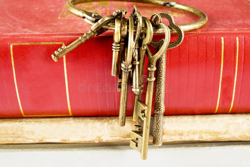 Old keys on old book stock image. Image of cover, reading - 38648929