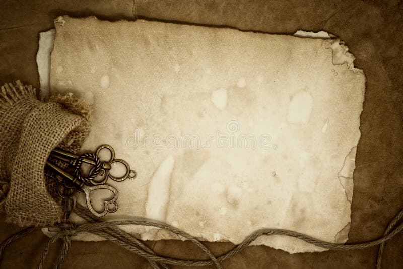 Old Keys on Old Paper Background Stock Photo - Image of secret, lock ...