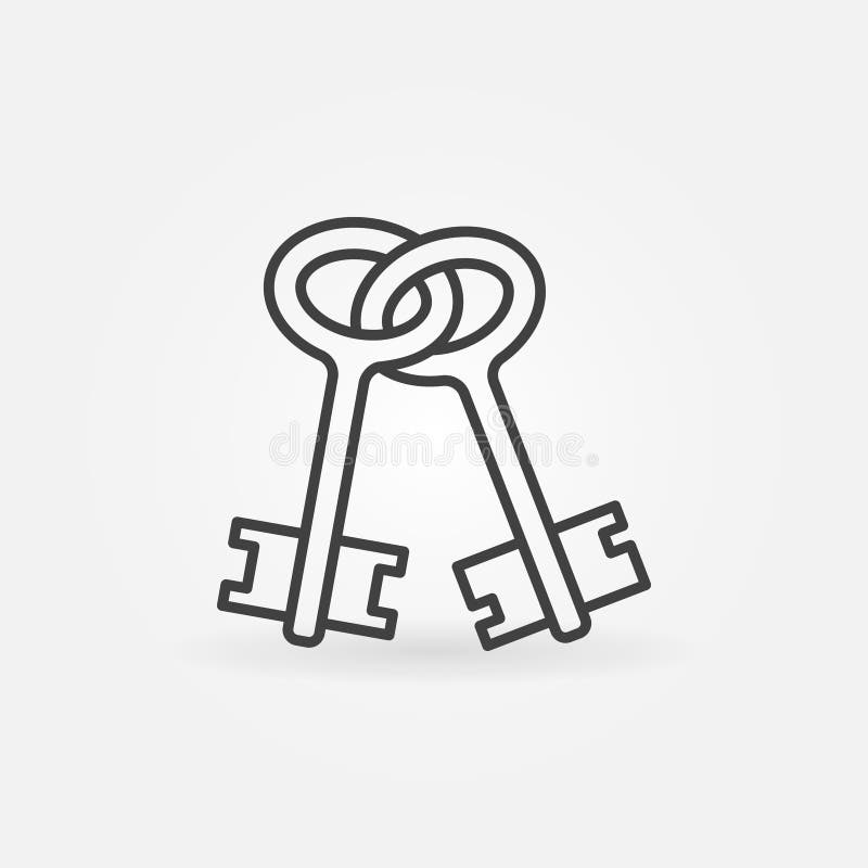 Two Keys Outline Flat Icon on White Stock Vector - Illustration of ...