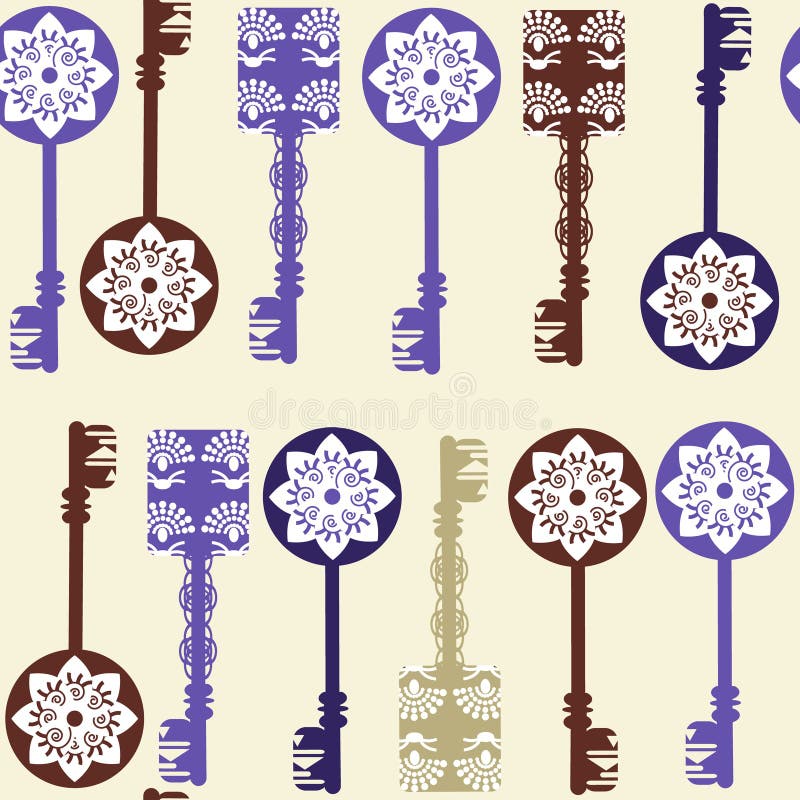 Old Keys Seamless Pattern and Seamless Pattern in Swatch Menu, V Stock ...