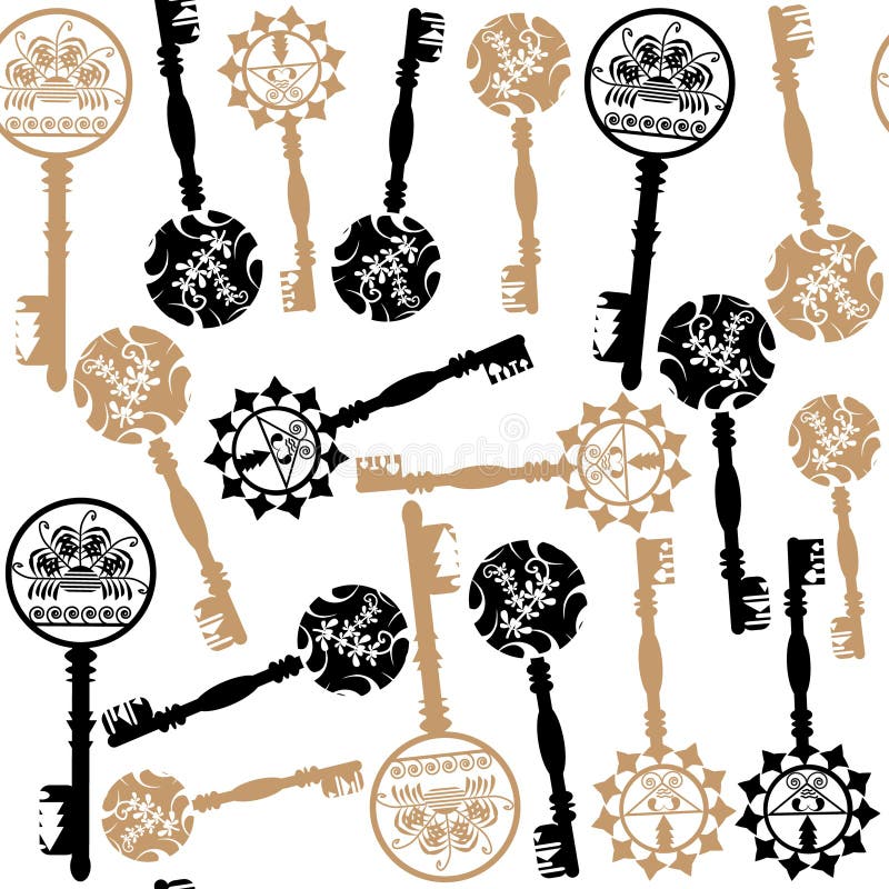 Old Keys Seamless Pattern, Vector Stock Vector - Illustration of scrap ...