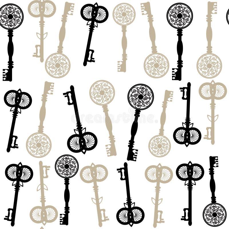 Old keys seamless pattern stock vector. Illustration of clip - 39839285