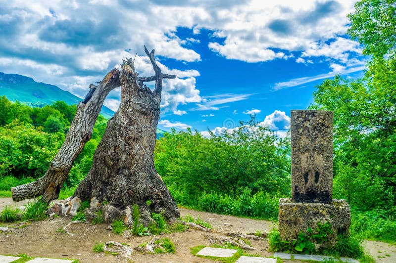 The old Khachkar stock image. Image of mountain, grigor - 75903301