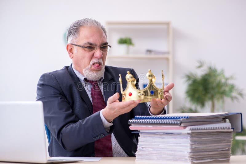 Old King Businessman Employee at Workplace Stock Image - Image of ...