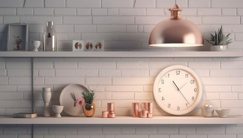 Clock Counter Old Kitchen Counter Stock Illustration - Illustration of ...