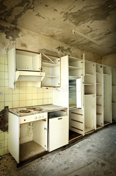 Old kitchen destroyed stock image. Image of damaged, interior - 27437053