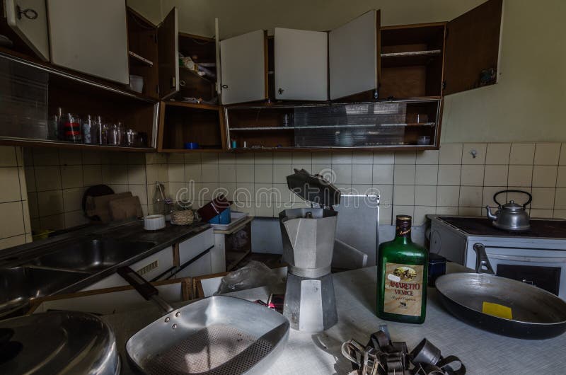 Old Kitchen and Many Objects Editorial Stock Image - Image of wall ...