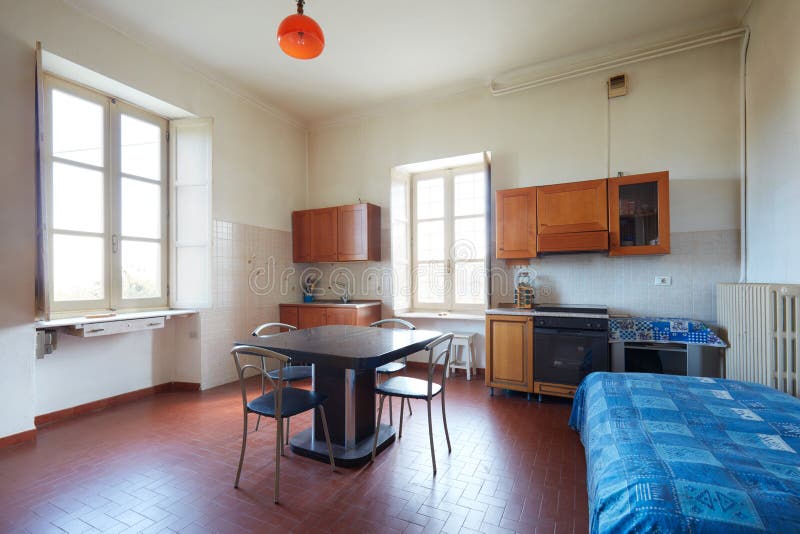 Old Kitchen in Normal Apartment Interior in Country House Stock Image ...