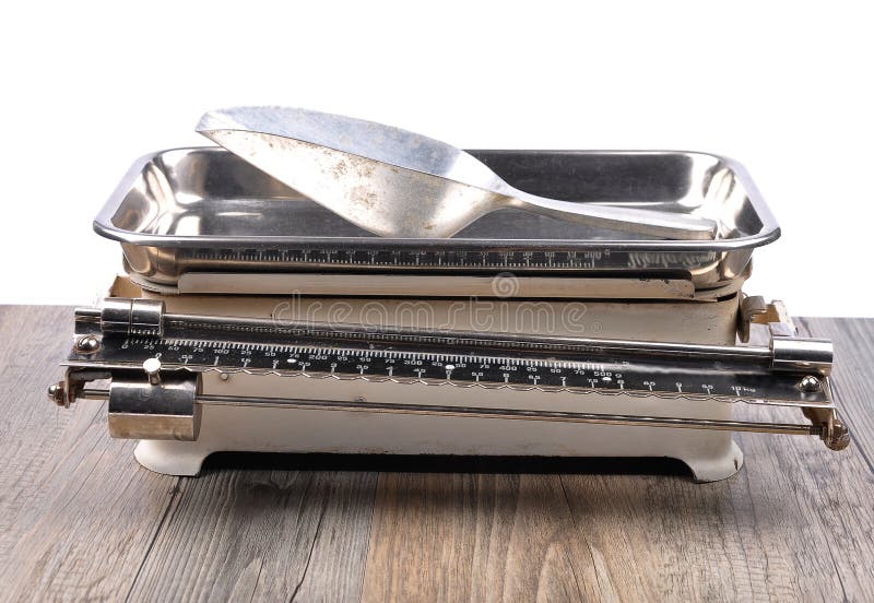 Old Kitchen Scales on White Stock Image - Image of kitchen, vintage ...