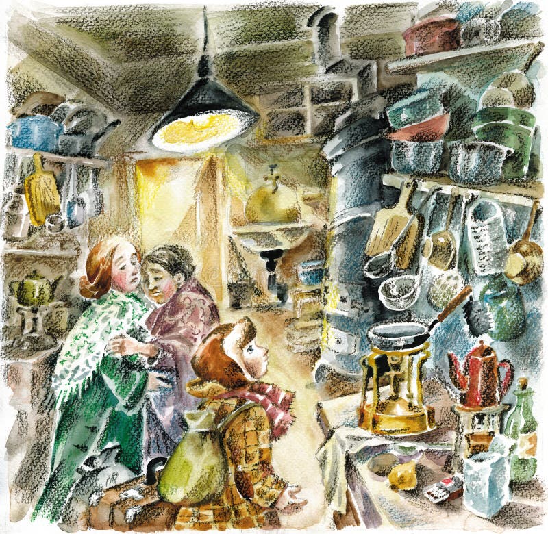 Old Kitchen in Soviet Style Stock Illustration - Illustration of aged ...