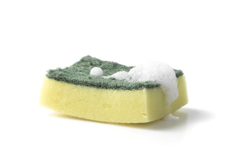 Old Kitchen Sponge Has a Bubble on White Background Stock Photo - Image ...
