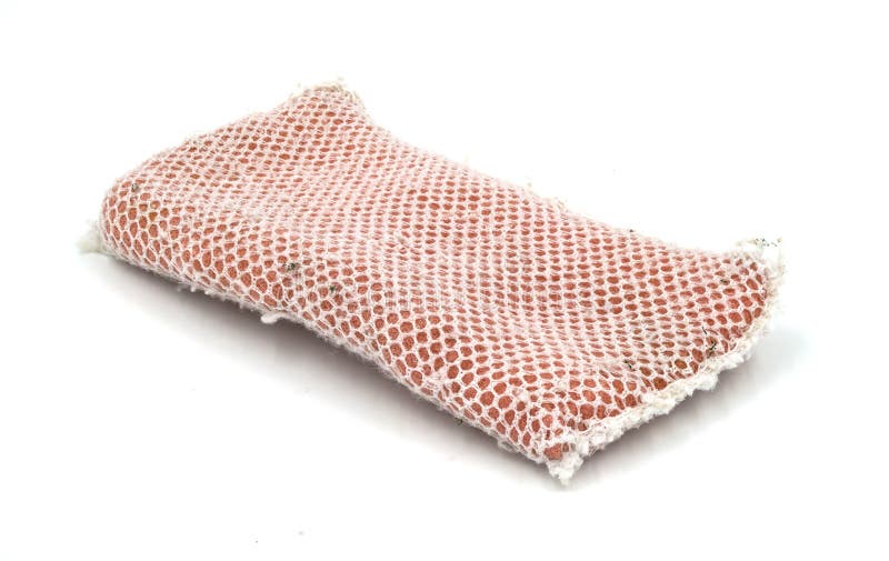 Old Kitchen Sponge on White Background. Stock Image - Image of ...