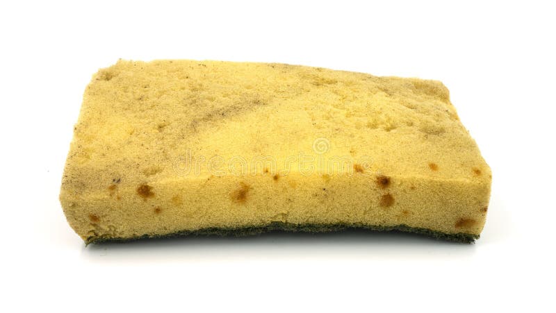 Old Kitchen Sponge on White Background. Stock Photo - Image of ...