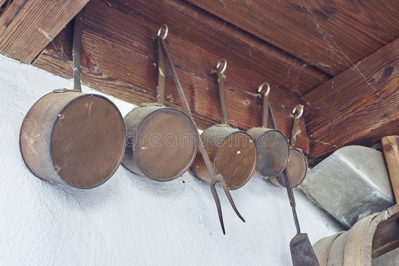Old Kitchen Tools in a Wall Stock Photo - Image of dough, iron: 124617290