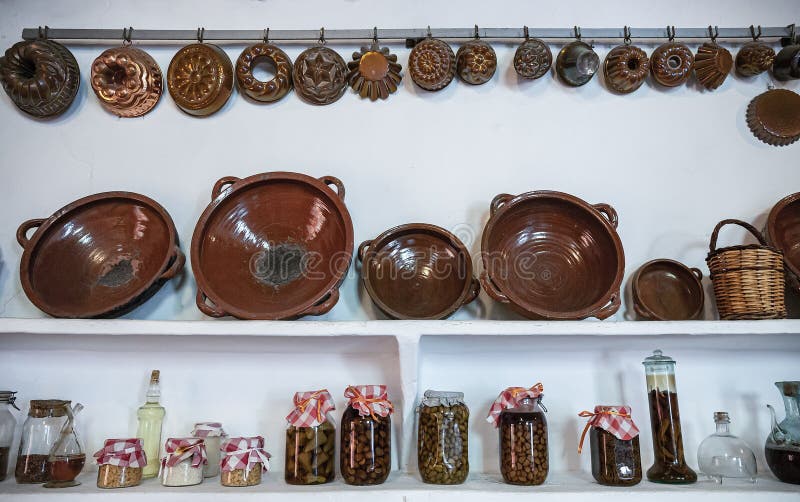 Old kitchen utensils editorial stock image. Image of stone - 153094939