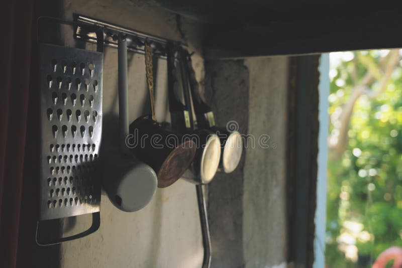 Old Kitchen Utensils. Kitchen Utensil Set Stock Image - Image of rustic ...