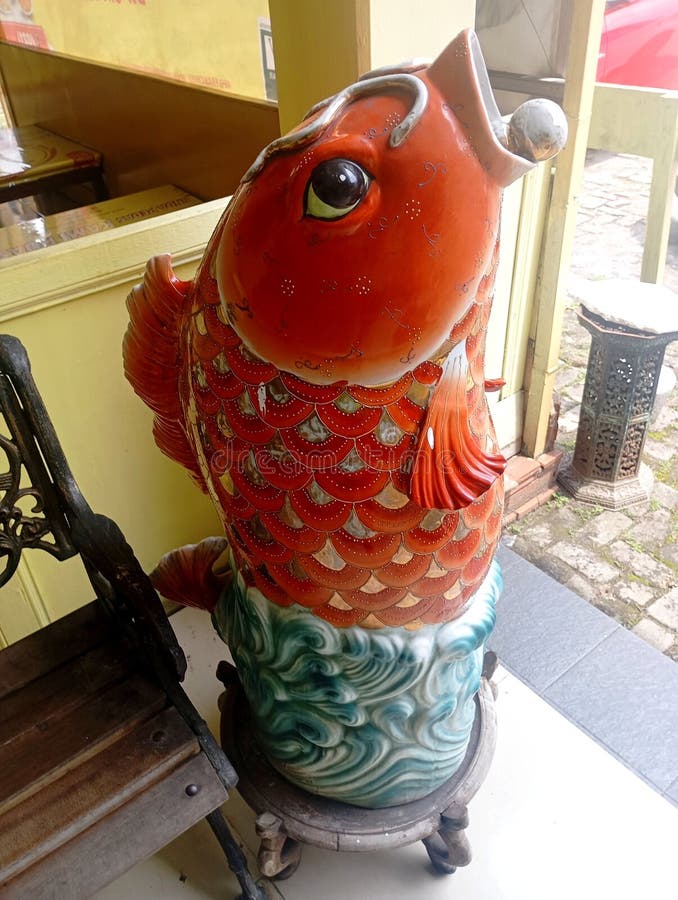 Old koi fish statue stock image. Image of courage, patterns - 362607479