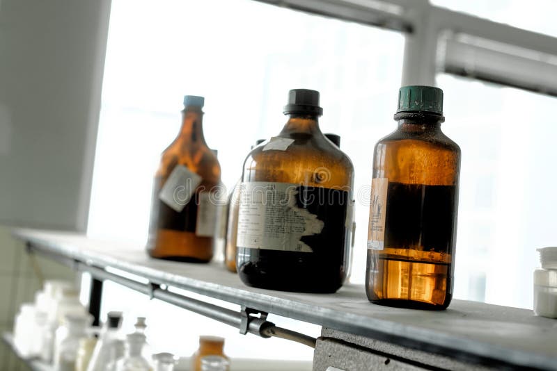 Old Laboratory with a Lot of Bottles Stock Image - Image of laboratory ...