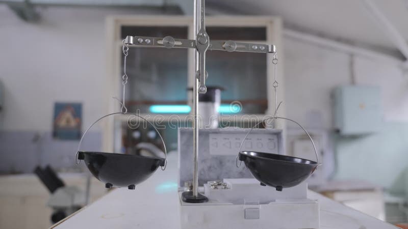 Old Laboratory Scales on a White Background Stock Video - Video of jury ...