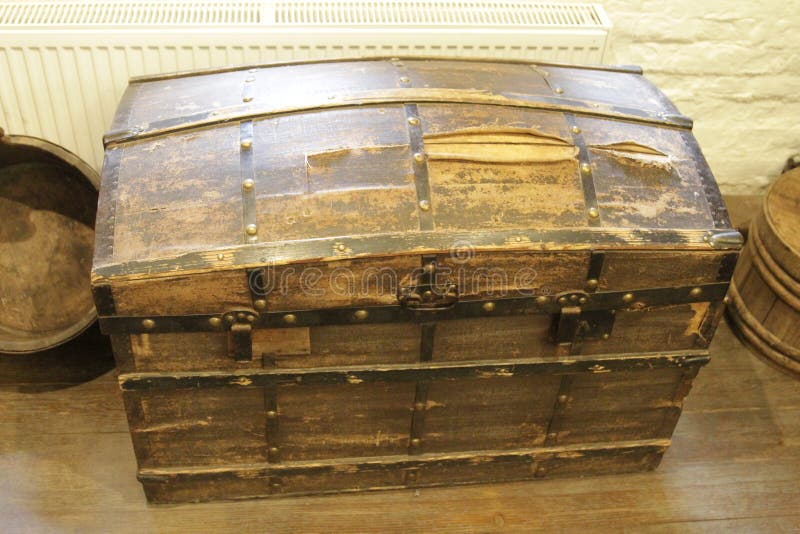 Old Lacquered Chest with Lock, Slightly Damaged. with Clipping Path ...