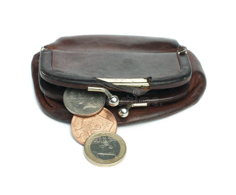 Old Ladies Brown Leather Purse Stock Photo - Image of closeup, economic ...