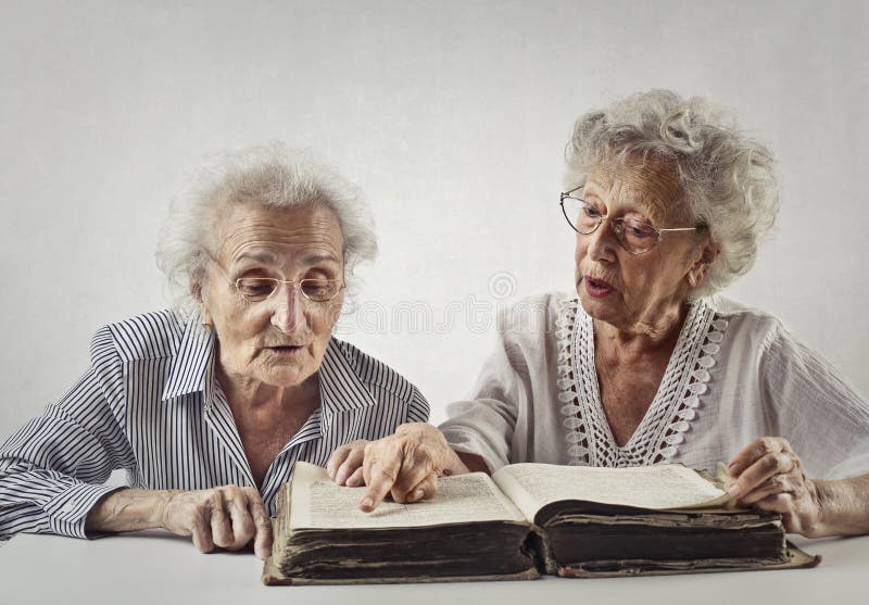 Old Ladies Try To Read Together Stock Photo - Image of culture, stupor ...