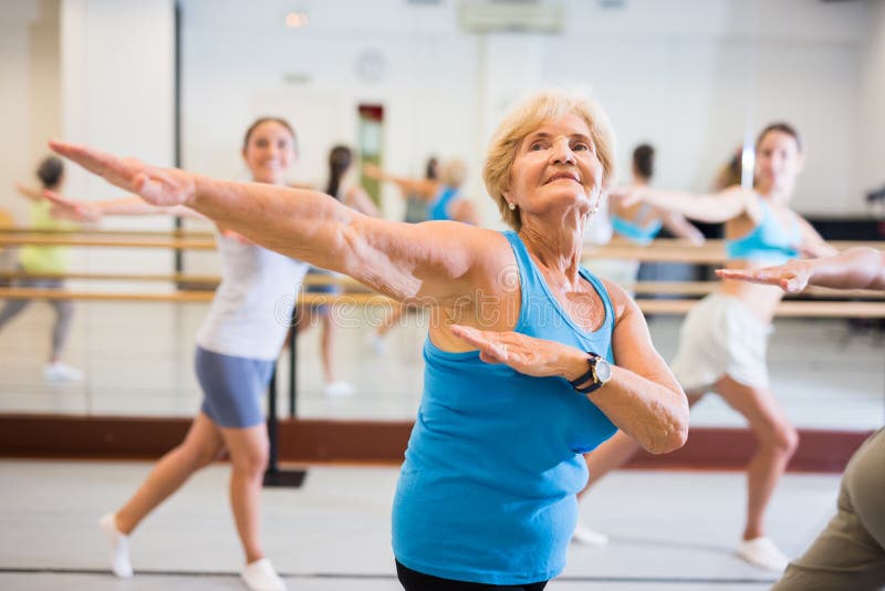Old Lady Dancing with Group in Studio Stock Photo - Image of russian ...