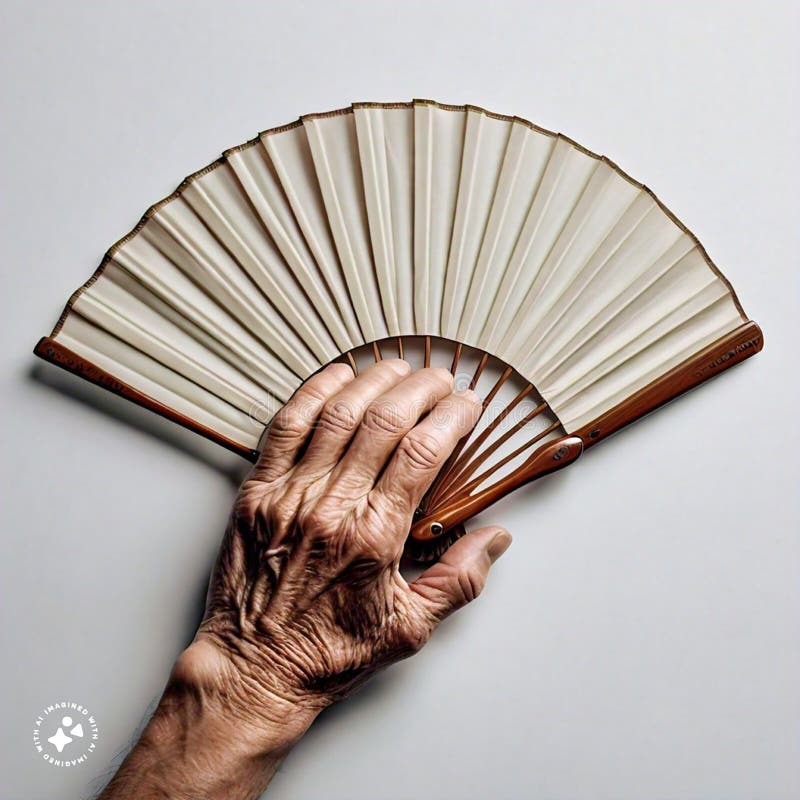 An old lady hand with fan stock illustration. Illustration of finger ...