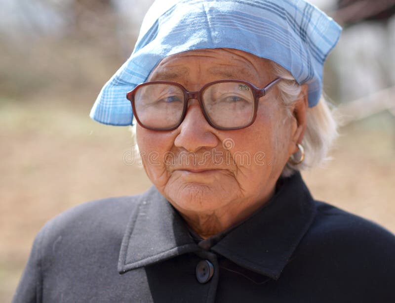 The Old Lady Head a Handkerchief Editorial Photography - Image of ...