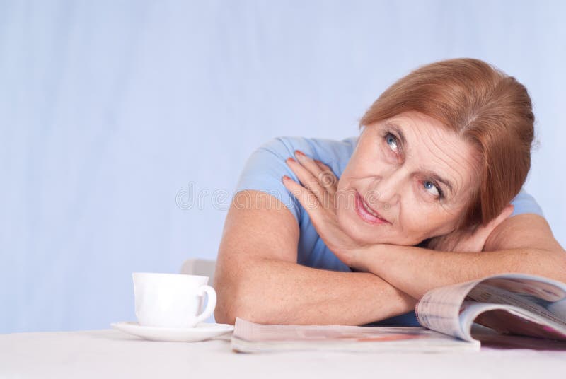 Old lady with magazine stock photo. Image of health, nice - 22933816