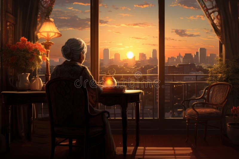 The Old Lady Sat at the Window Stock Image - Image of dementia, quiet ...