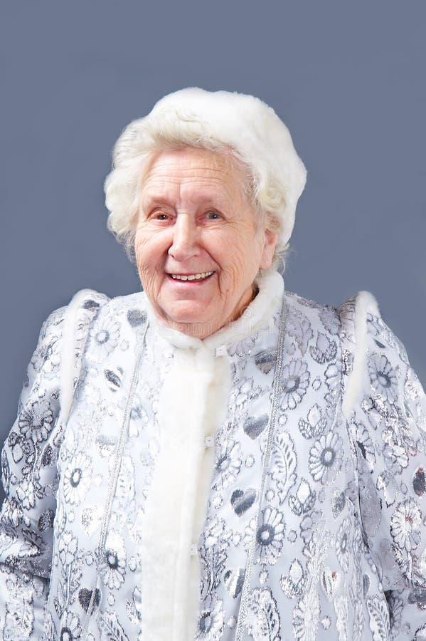 Old Lady- Snow Maiden stock image. Image of cheerful, grandmother - 3797733