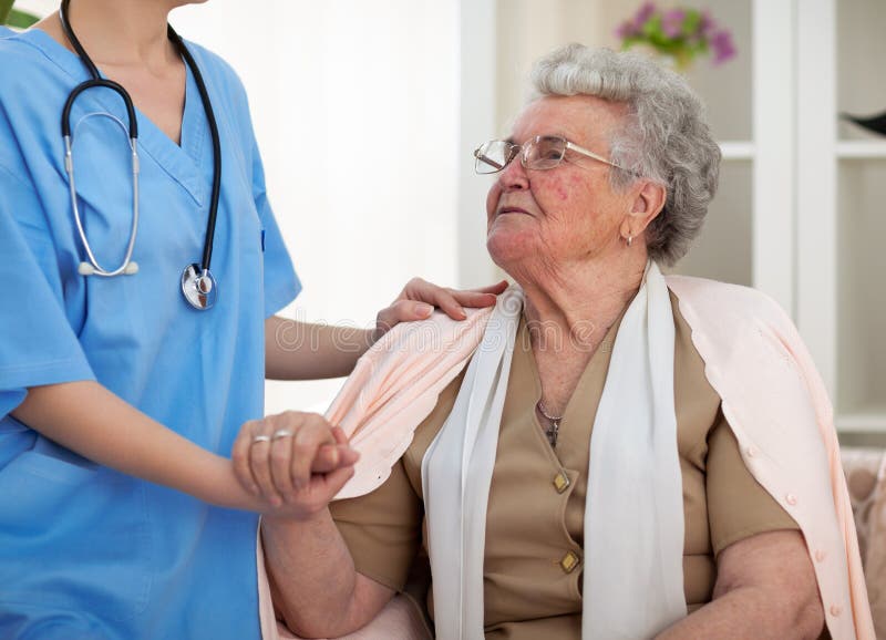 Old Lady Talking with Nurse Stock Photo - Image of adult, love: 80158722