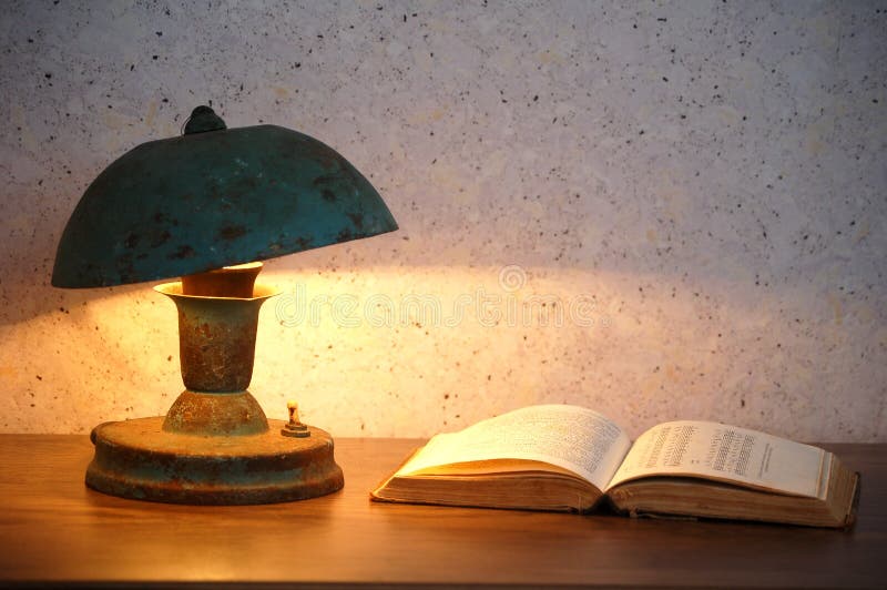 Old lamp and book stock photo. Image of education, literature - 56419654