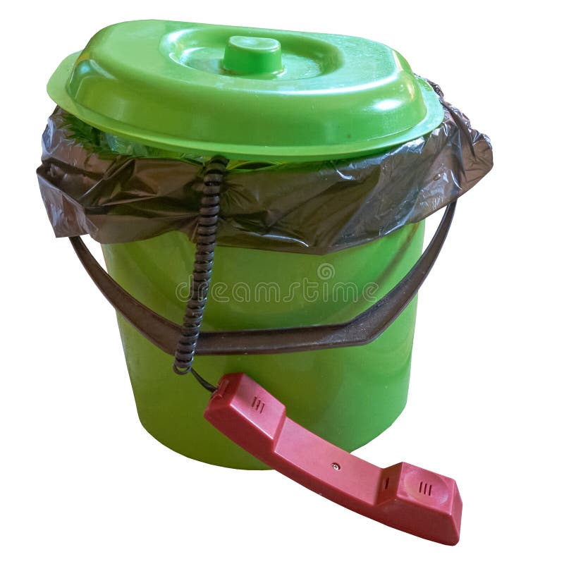 Old Landline Phone Thrown into the Trash Bin. Isolated Stock Photo ...