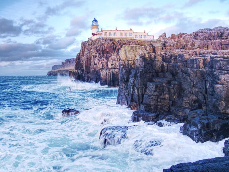 Old Landscape Lighthouse, White Light Tower with Building for ...
