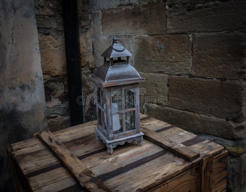 Old Lantern in the Ancient European City Stock Image - Image of wooden ...