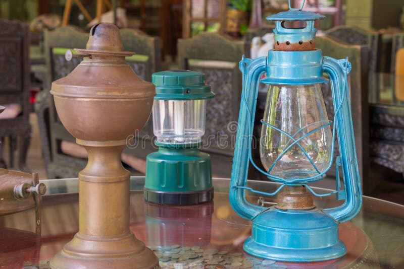 Old Lantern Vintage Classic Style on Table Stock Photo - Image of ...